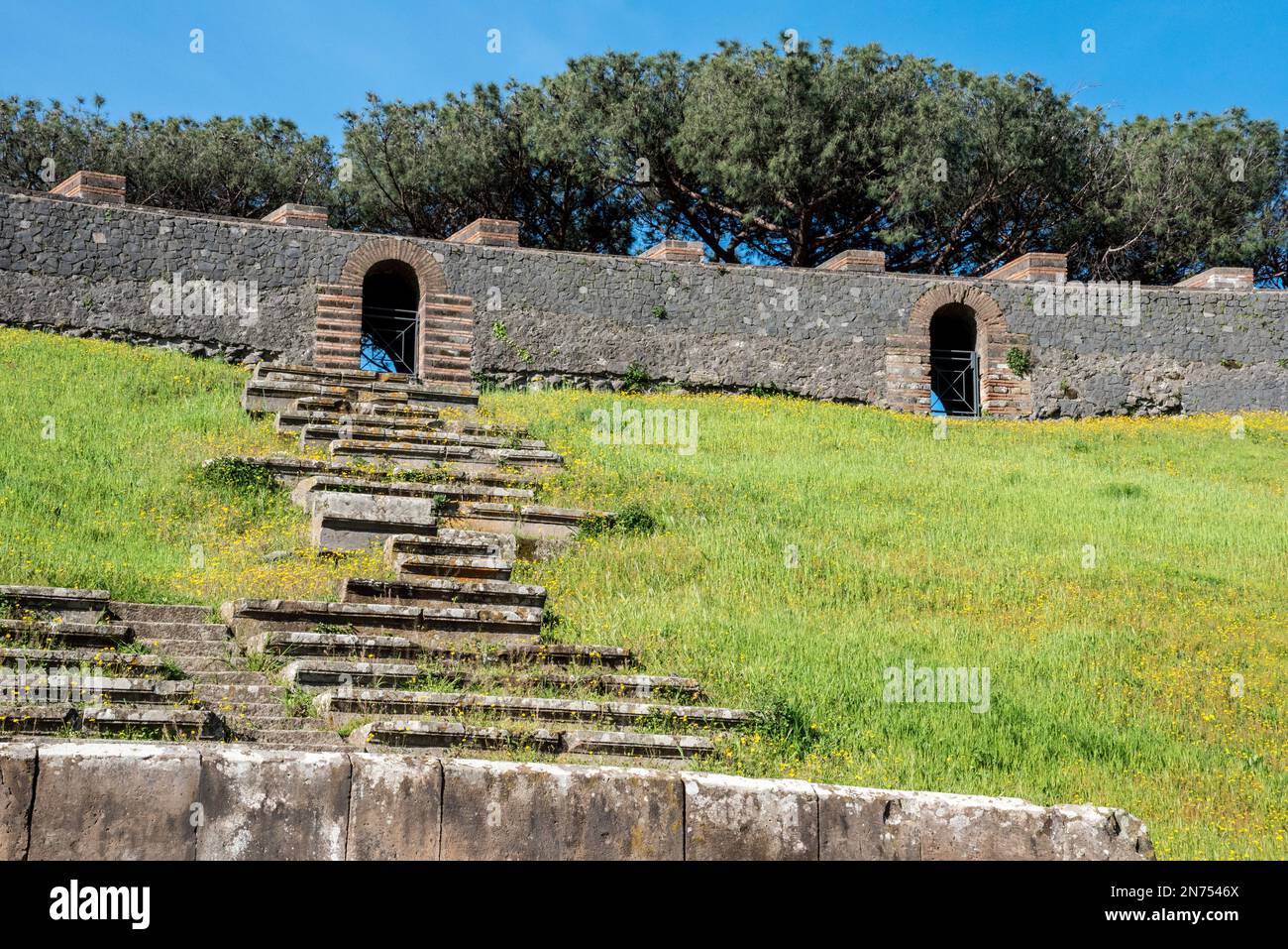 Pompeii, Italy, Ruins of the amphitheater in the ancient city of ...