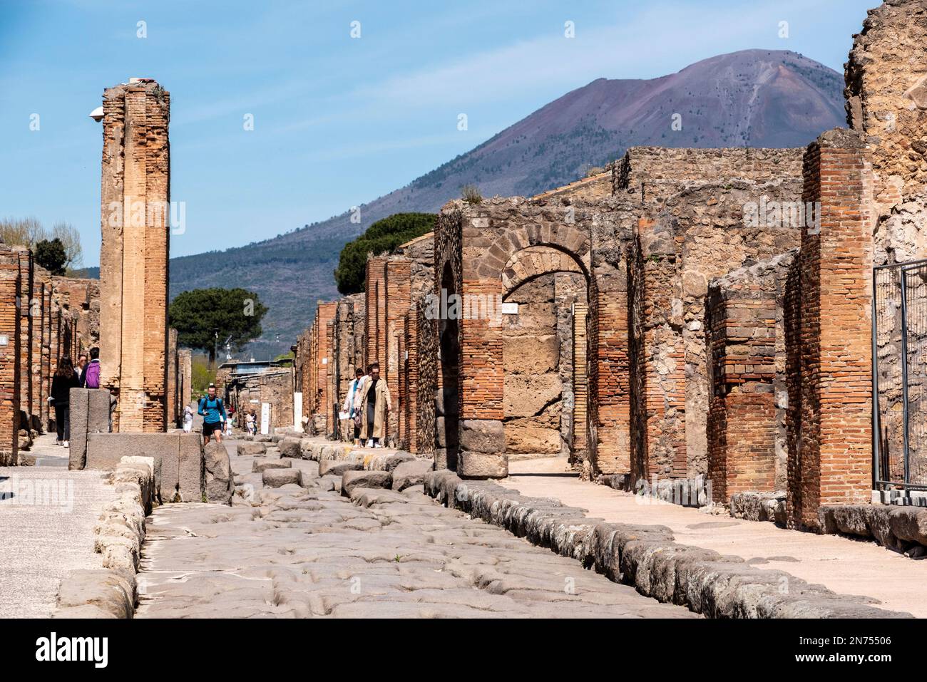 Pompeii, Italy, Scenic view of ancient Pompeii, the Vesuvius volcano ...