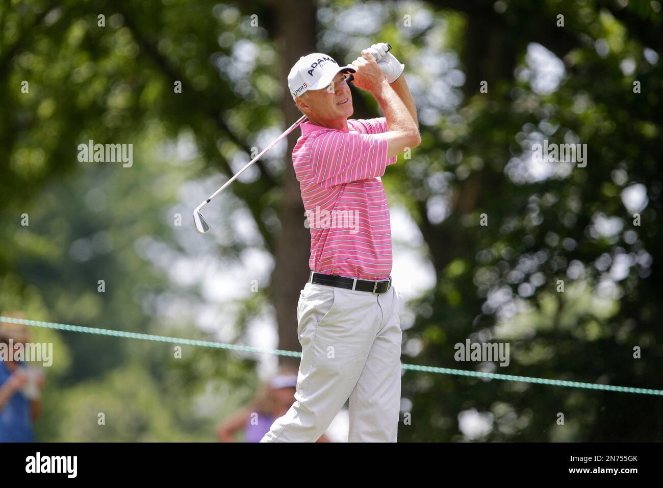 Gary Hallberg tees off on the third hole Sunday, July 14, 2013, in the ...