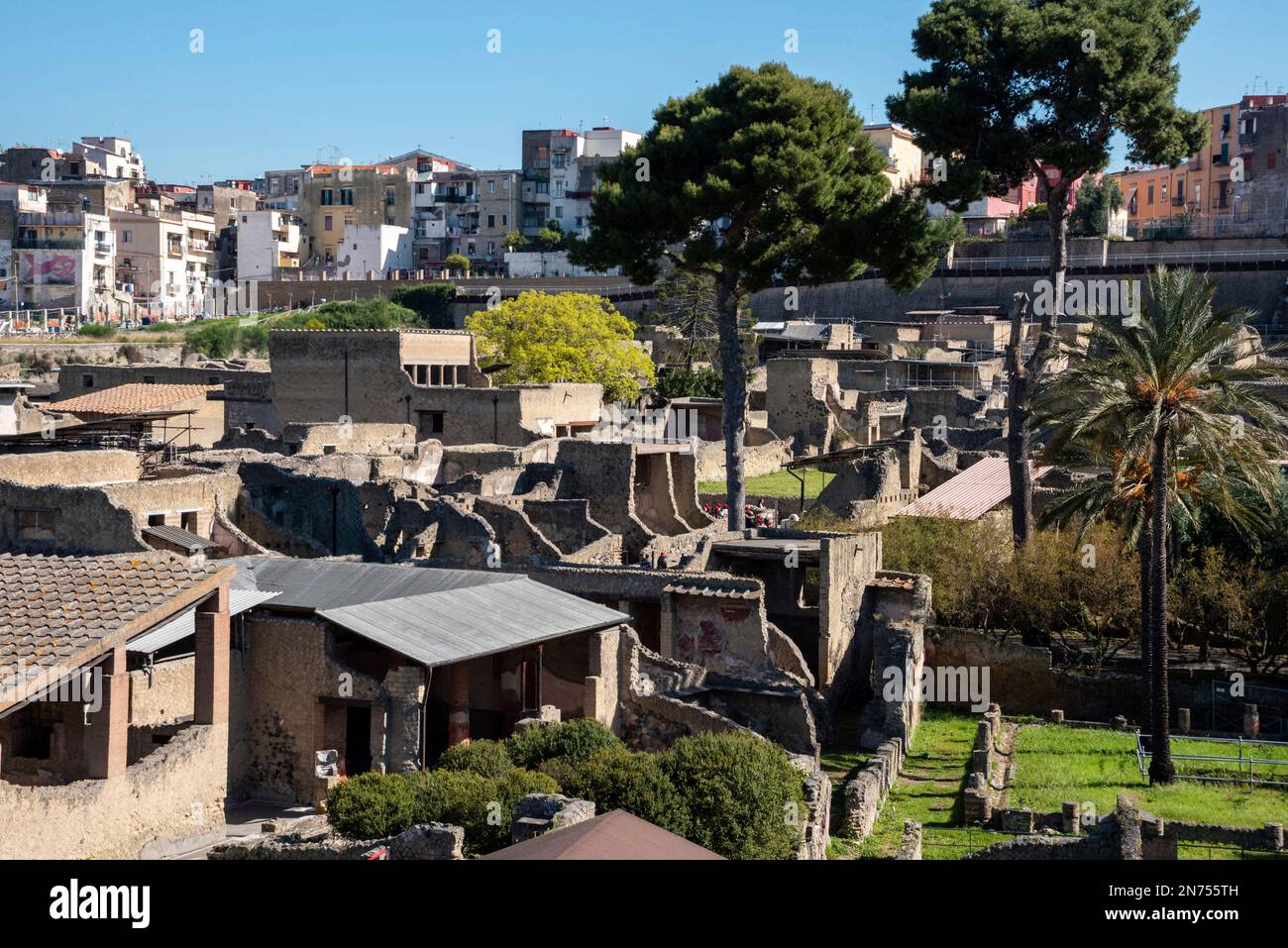Cityscape of ancient Herculaneum, destroyed of the volcanic eruption of ...
