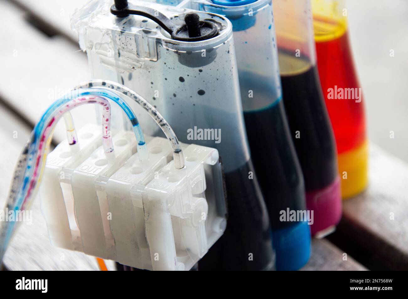 side view of Ink tank, DIY printer Stock Photo - Alamy