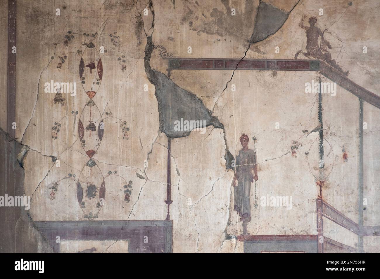 Old wall paintings in the ancient town of Herculaneum, Italy Stock ...
