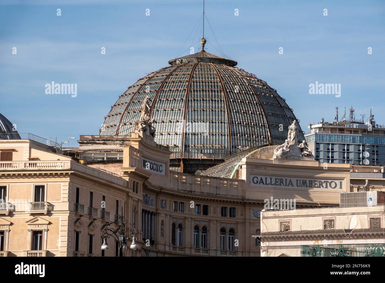 Giant glass cupola of the Galleria Umberto I, made from Glass and steel ...