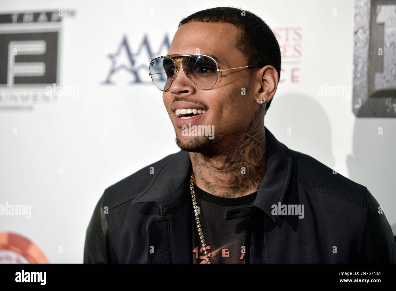 Chris Brown arrives at the 8th Annual Bear Trap Entertainment All-Star Celebrity Kickoff Party ...