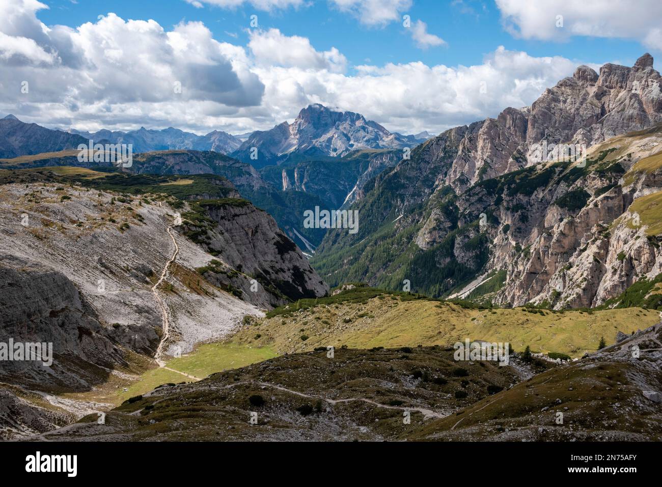Scenic calm mountain landscape in the surroundings of the famous Three ...