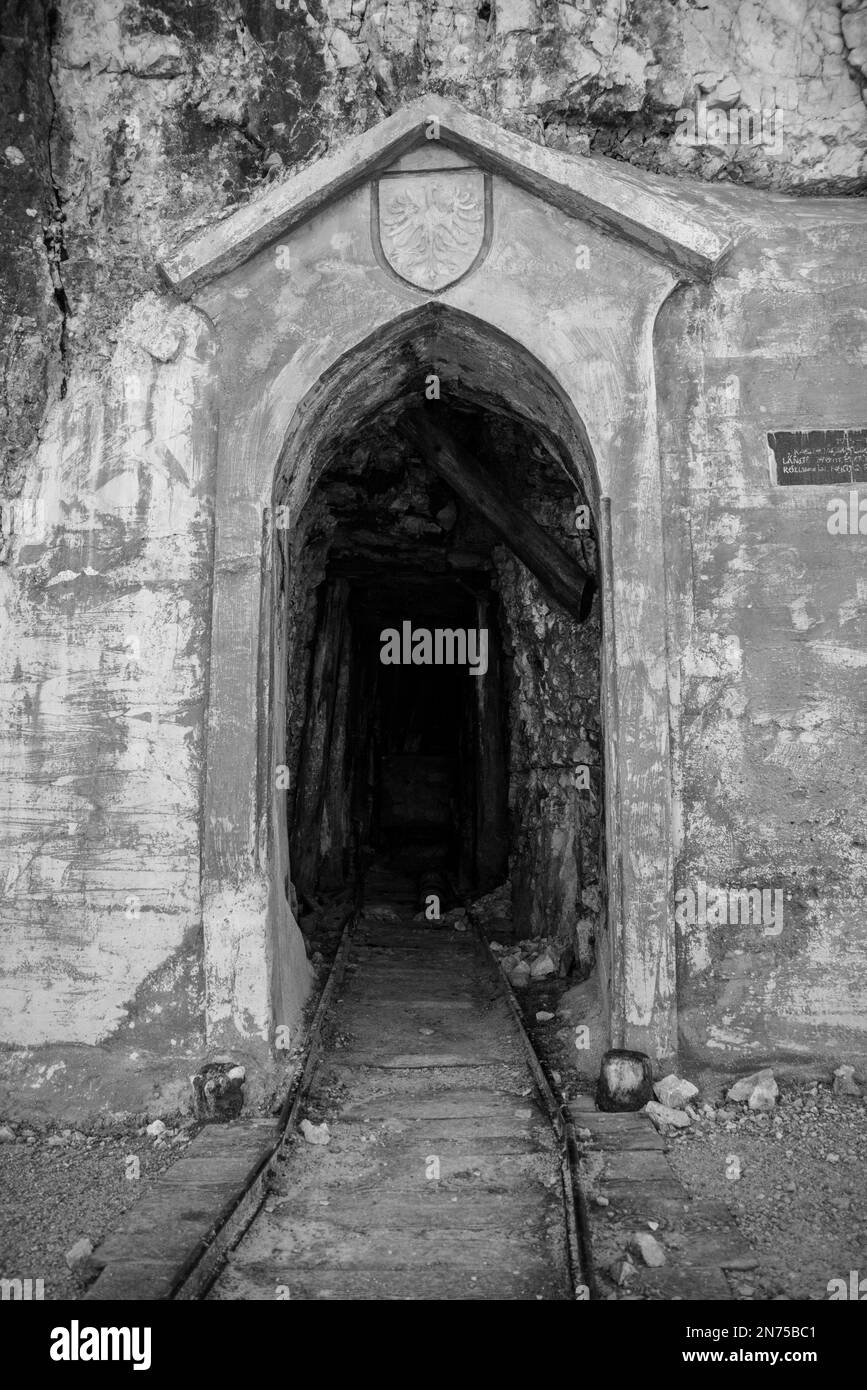 Remains of military tunnel on Mount Piano in the Dolomite Alps, built ...