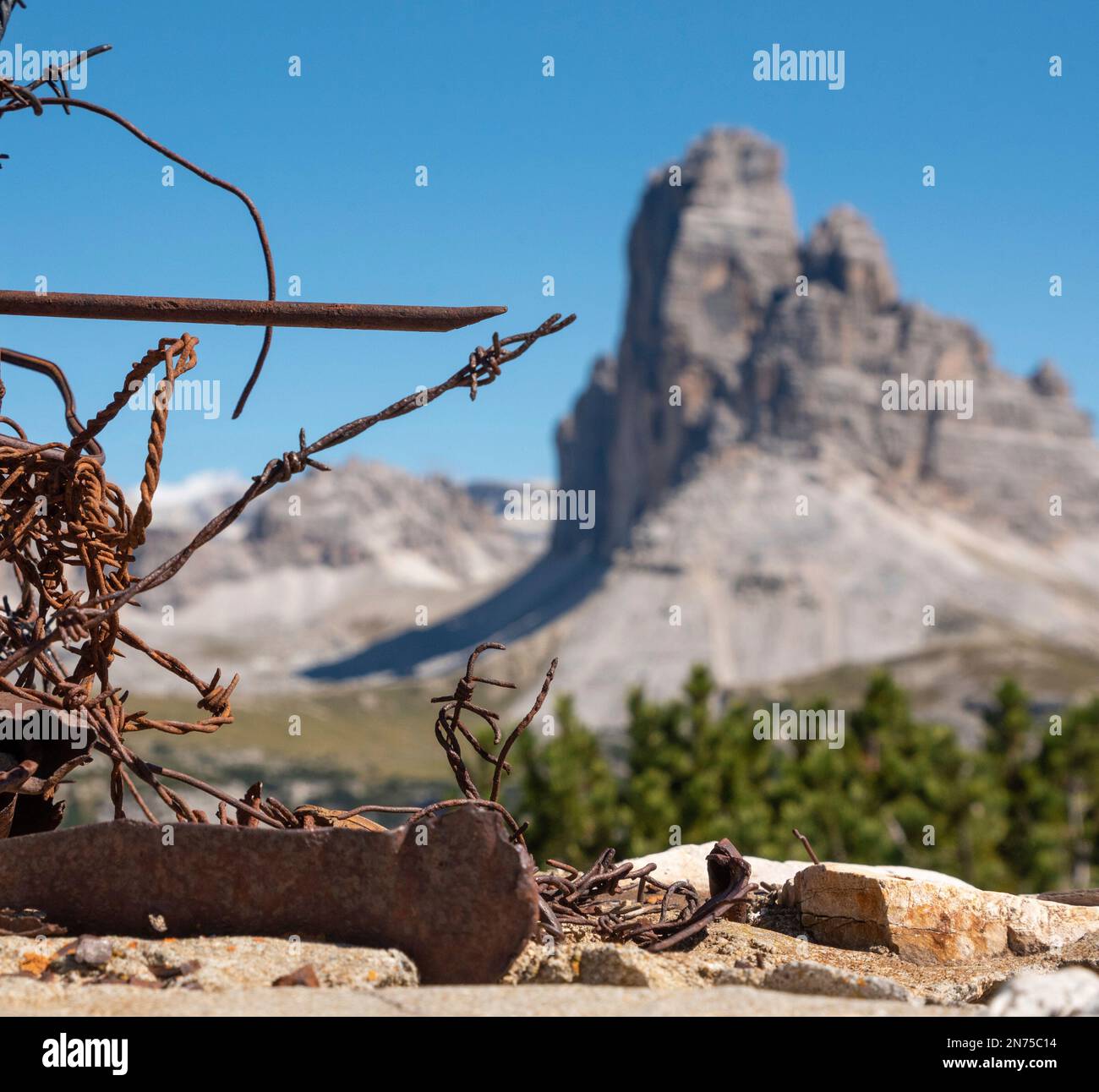 Remains of military fortifications on Mount Piano in the Dolomite Alps ...