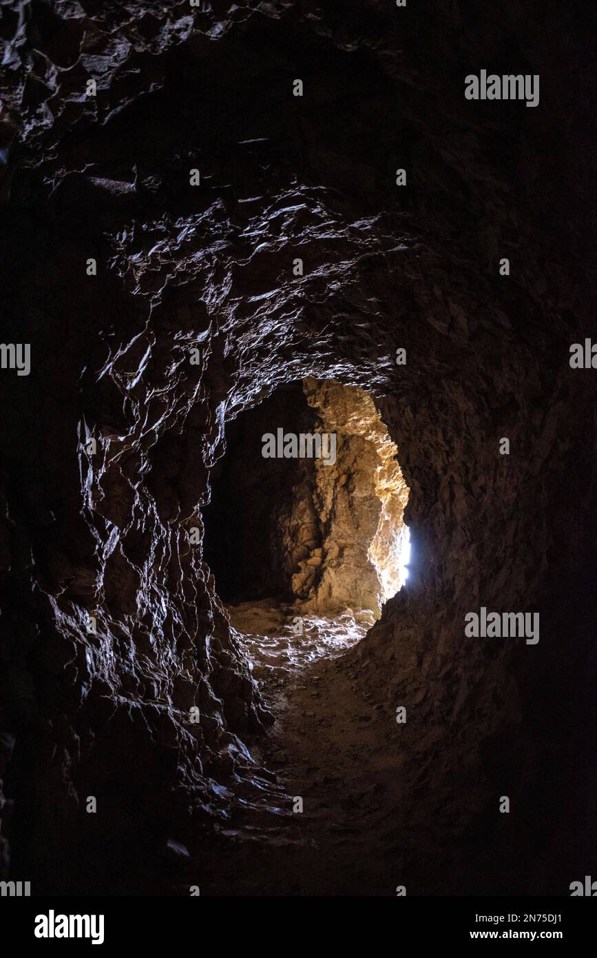 A tunnel in Mount Lagazuoi, part of a defense system in the First World ...