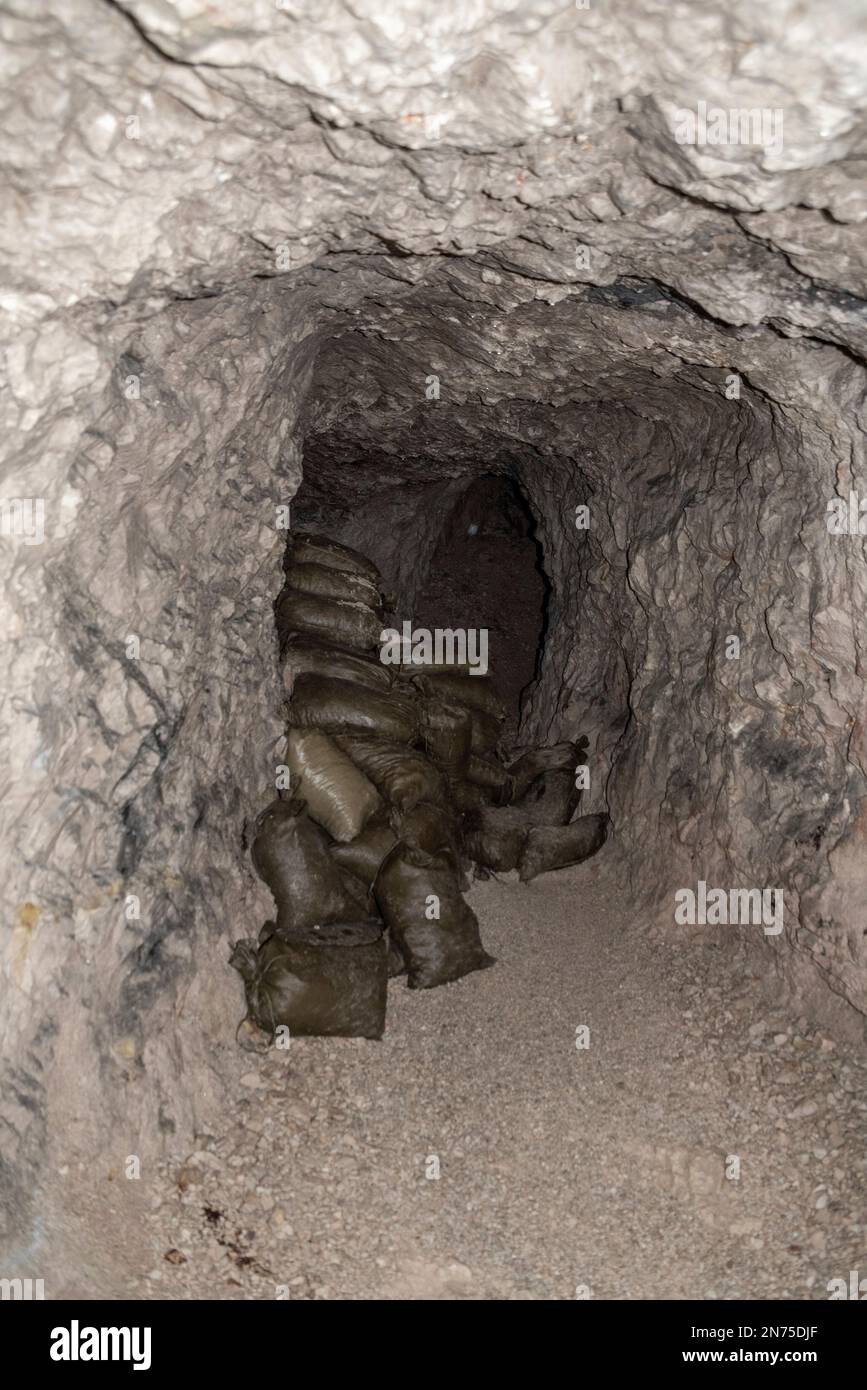 A tunnel in Mount Lagazuoi, part of a defense system in the First World ...