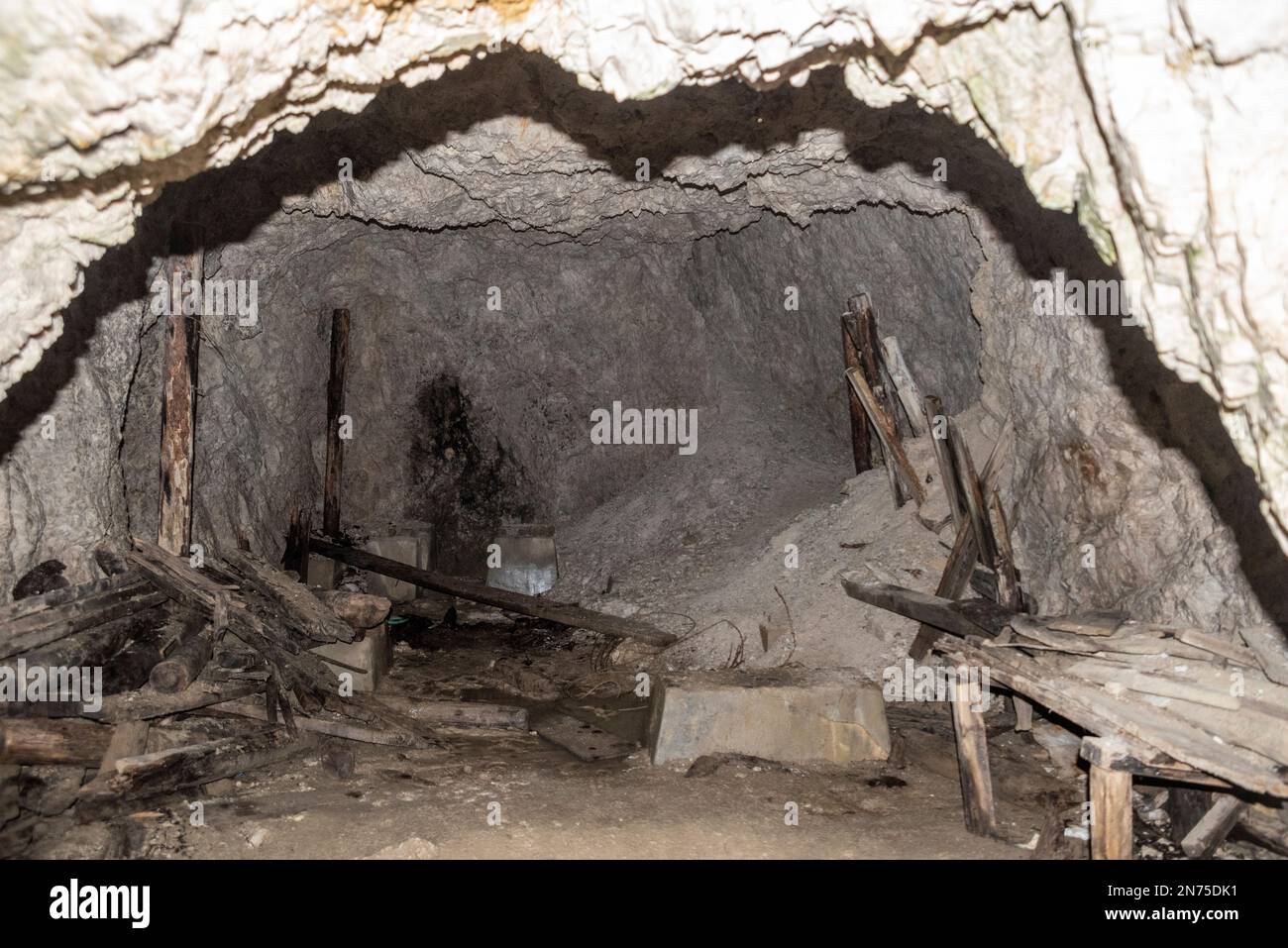 A tunnel in Mount Lagazuoi, part of a defense system in the First World ...