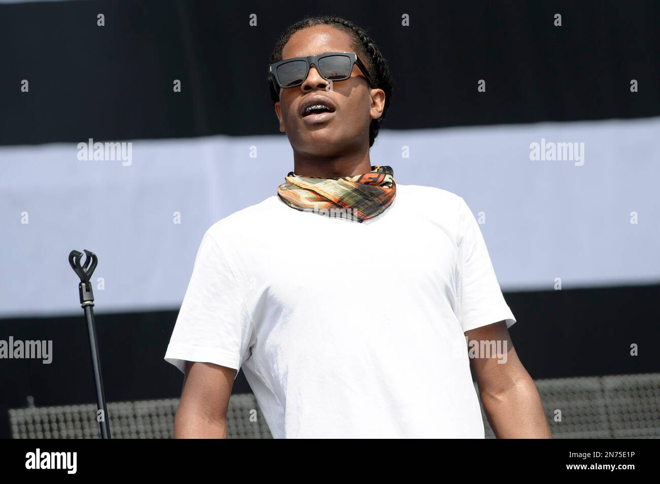 U.S singer, Rakim Mayers, from A$AP Rocky performs on stage during the ...