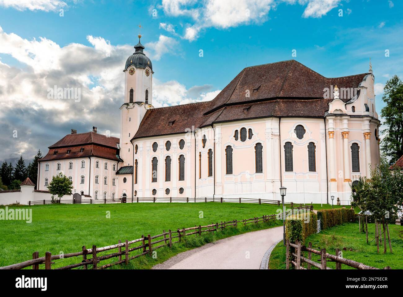 Old rococo pilgrimage church wieskirche in bavaria hi-res stock ...
