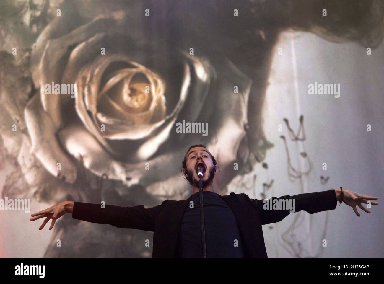 Tom Smith, lead singer of the British band Editors, performs during ...