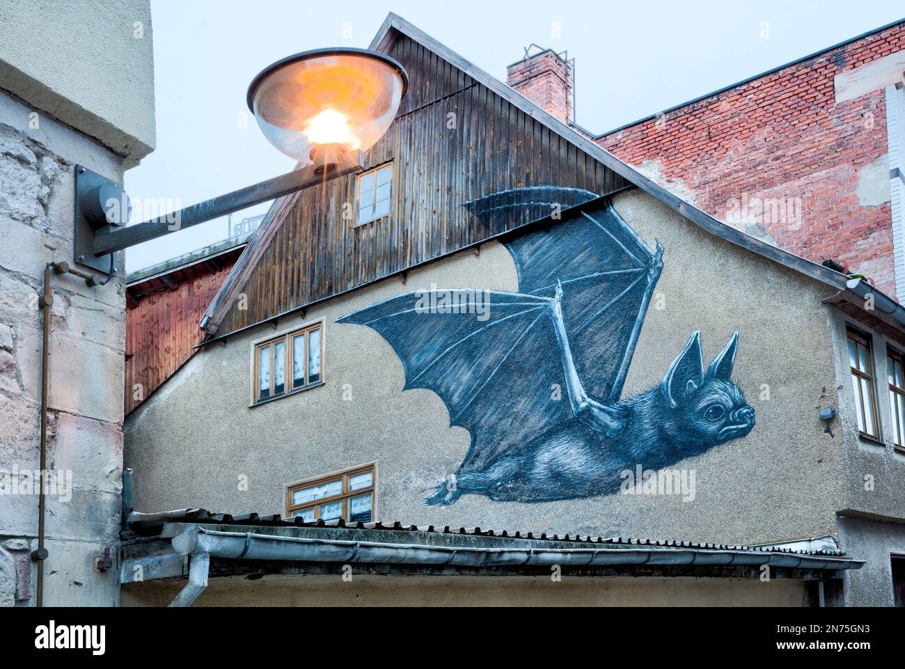 Street art, mural, house wall, painting, house facade, winter ...