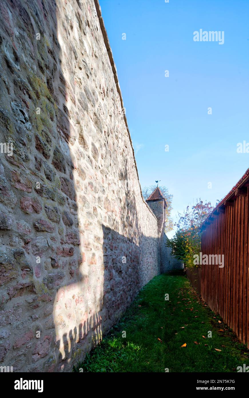 City wall, city fortification, facade, Fladungen, Rhön, Franconia ...