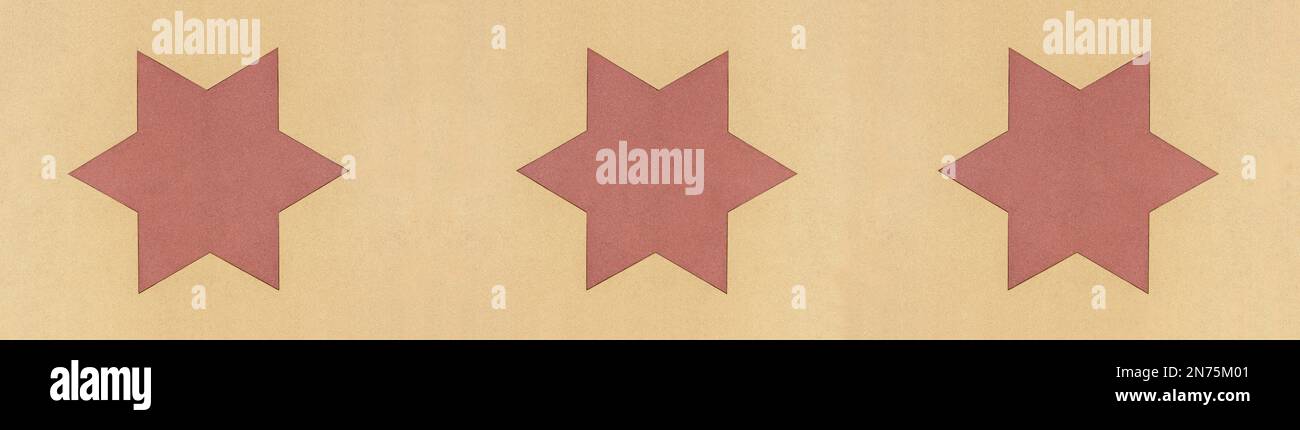 Three red stars with yellow background in smoothly sanded stone Stock ...