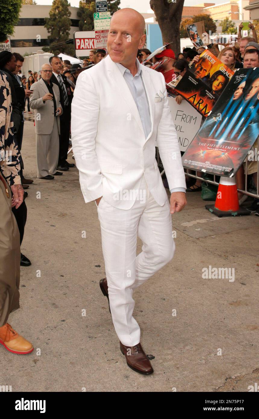 Bruce Willis arrives on the red carpet at the LA premiere of "Red 2" at ...