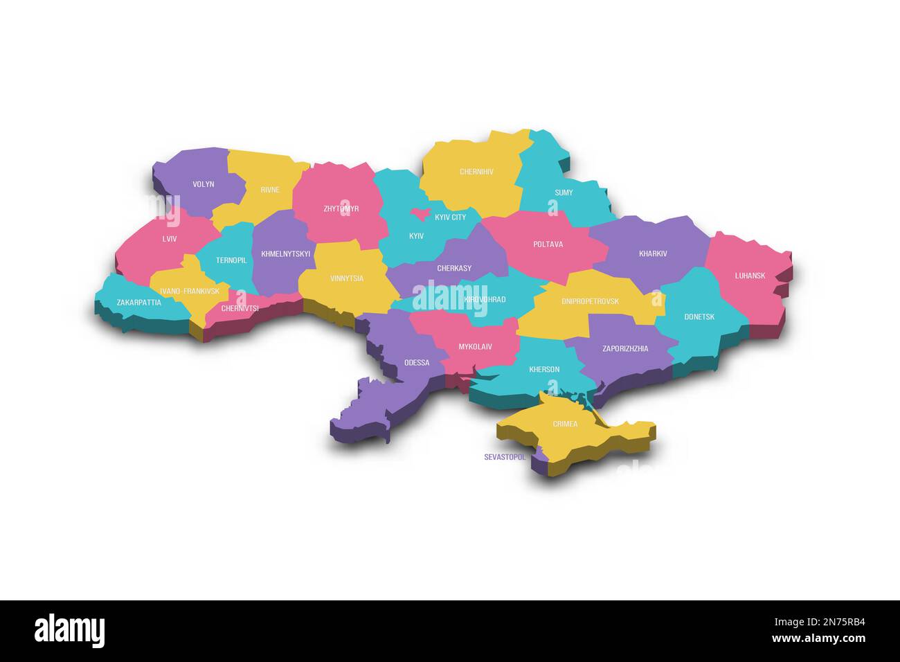 Ukraine political map of administrative divisions - regions, two cities ...