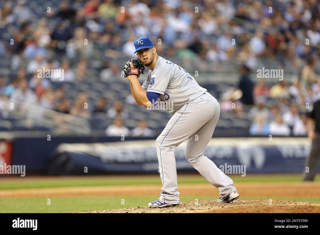 Kansas City Royals starting pitcher James Shields (33) checks the ...