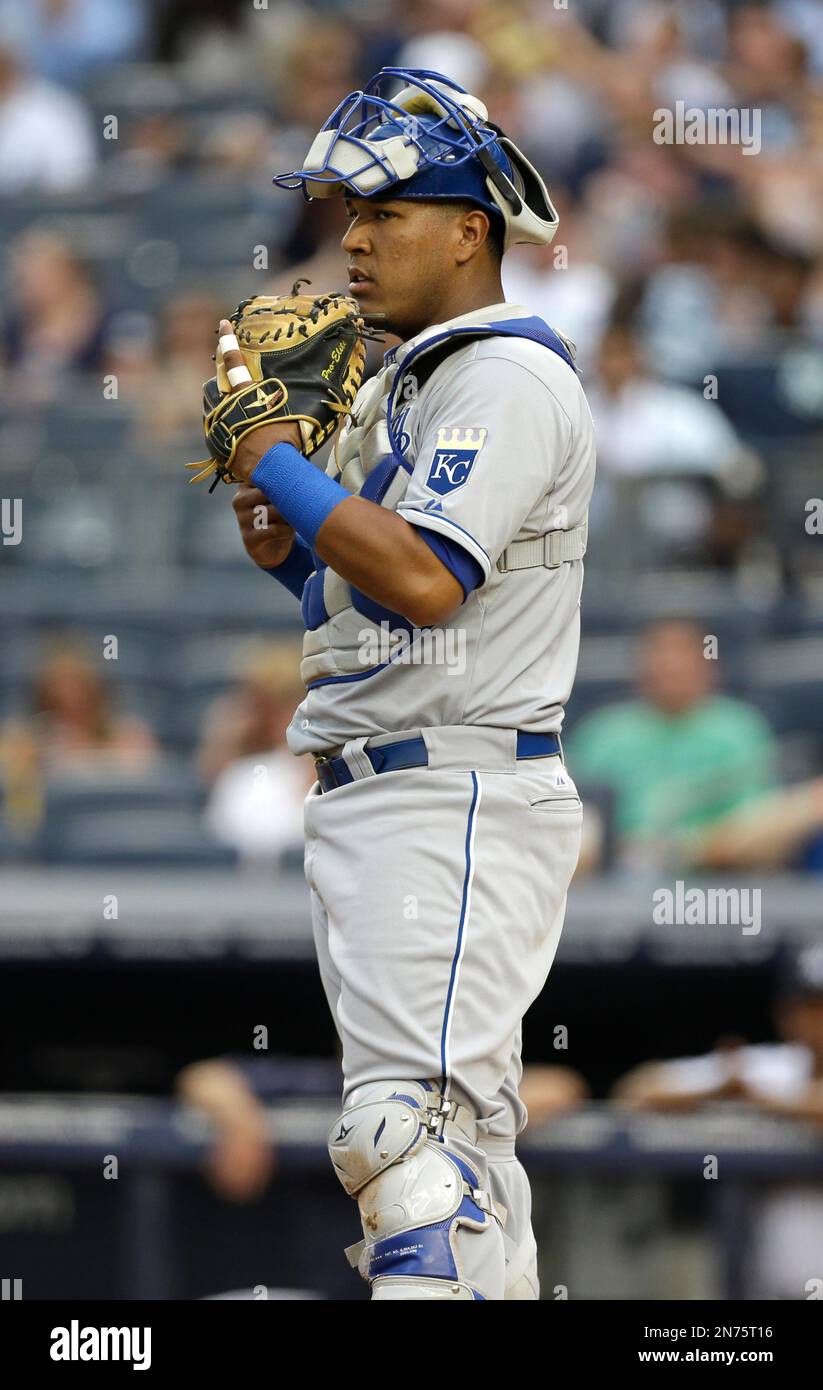 Kansas City Royals catcher Salvador Perez is shown in a baseball game ...