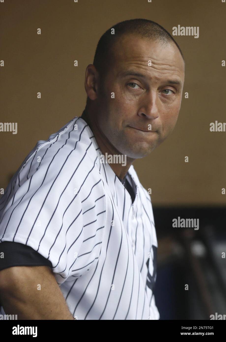 New York Yankees' Derek Jeter in the dugout during the fifth inning of ...