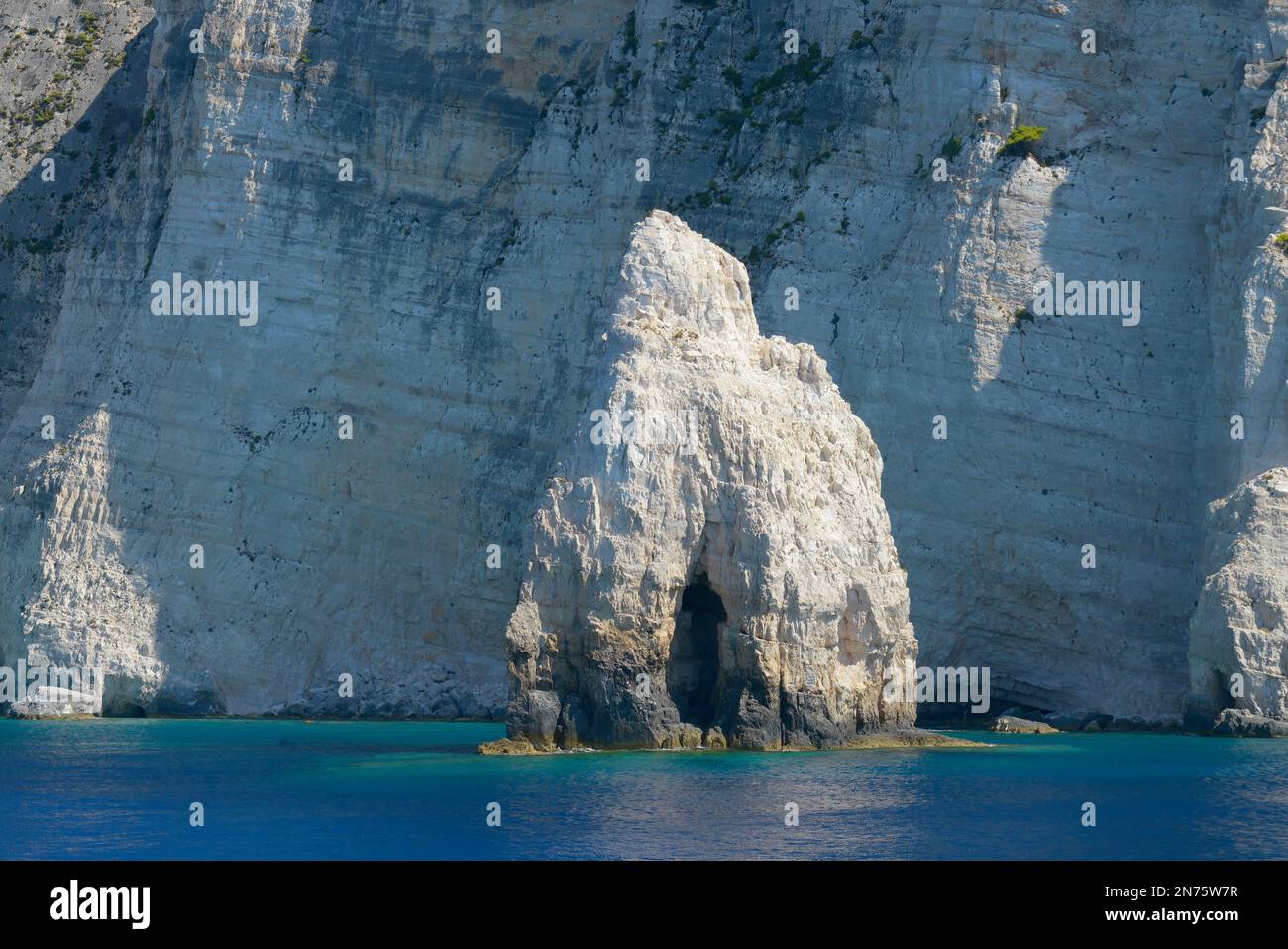 Rock formations in front of Agalas Caves, Zakynthos Island, Ionian ...