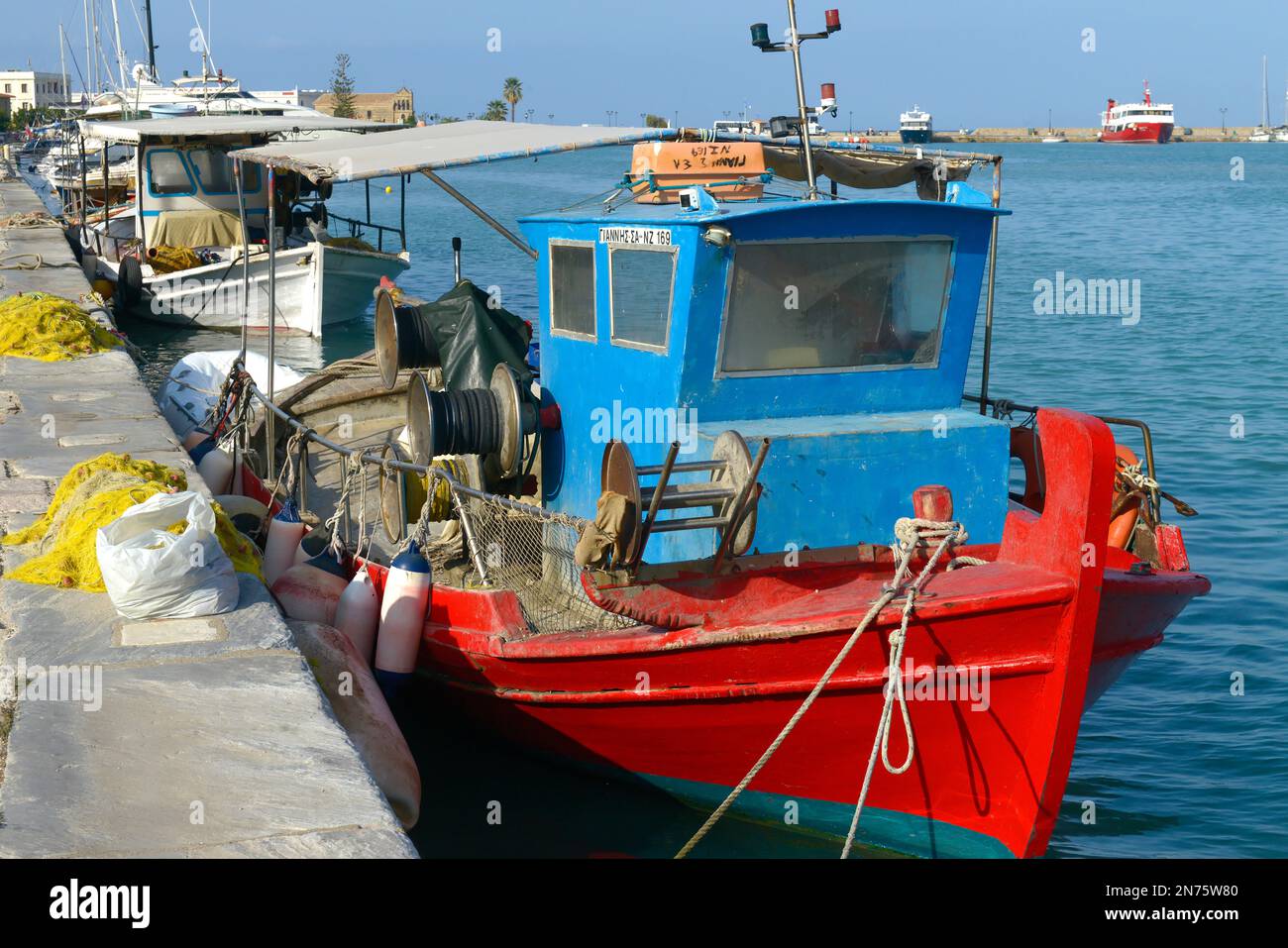 Fishing boats in the port of zakynthos town hi-res stock photography ...
