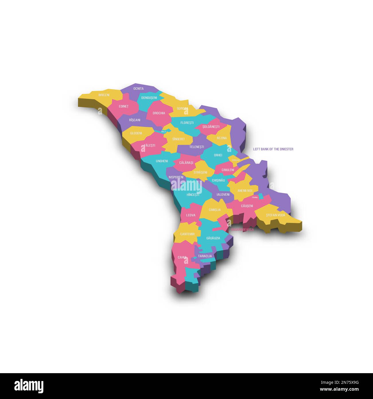 Moldova political map of administrative divisions - districts ...