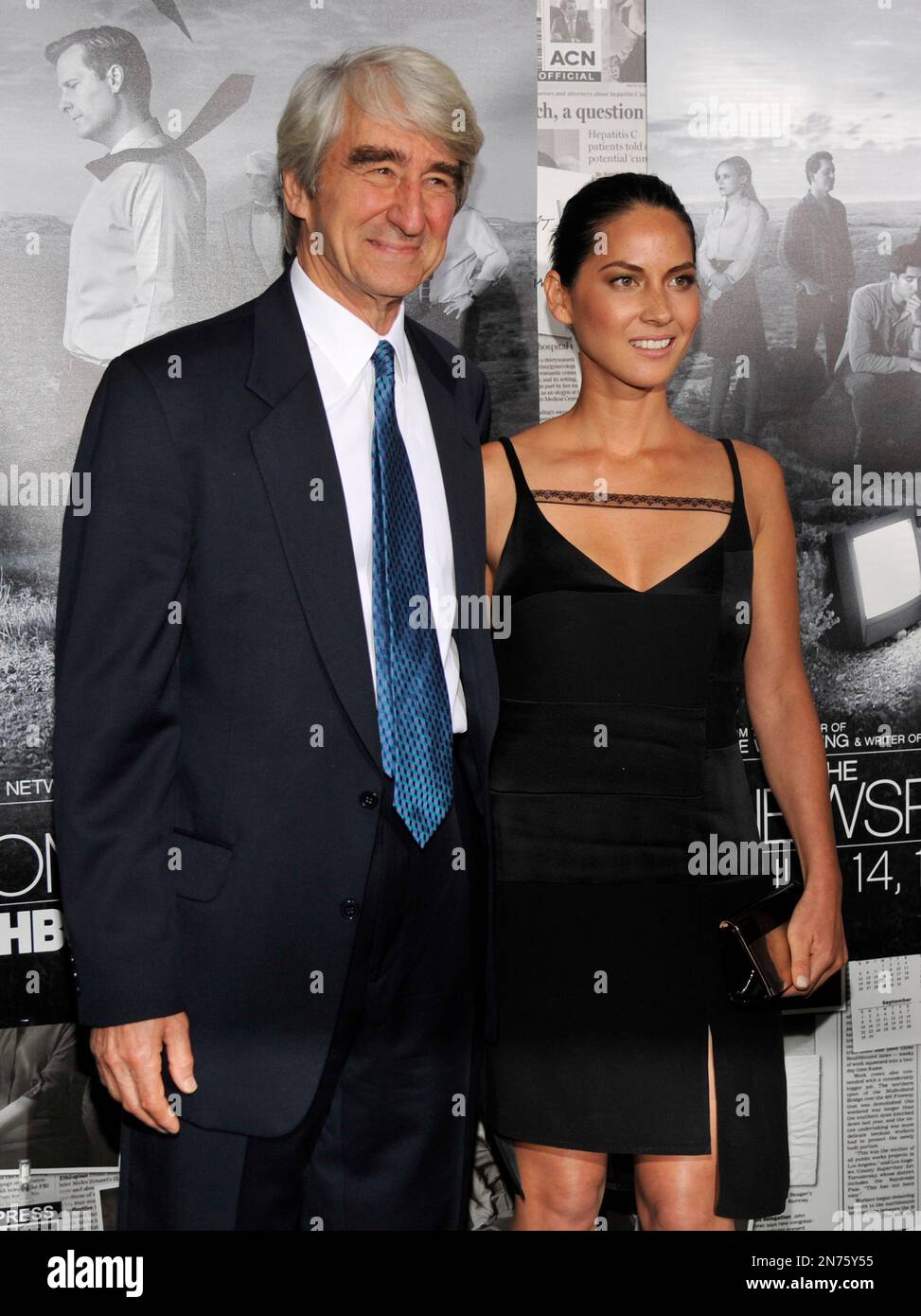 Sam Waterston, left, and Olivia Munn, cast members in "The Newsroom ...