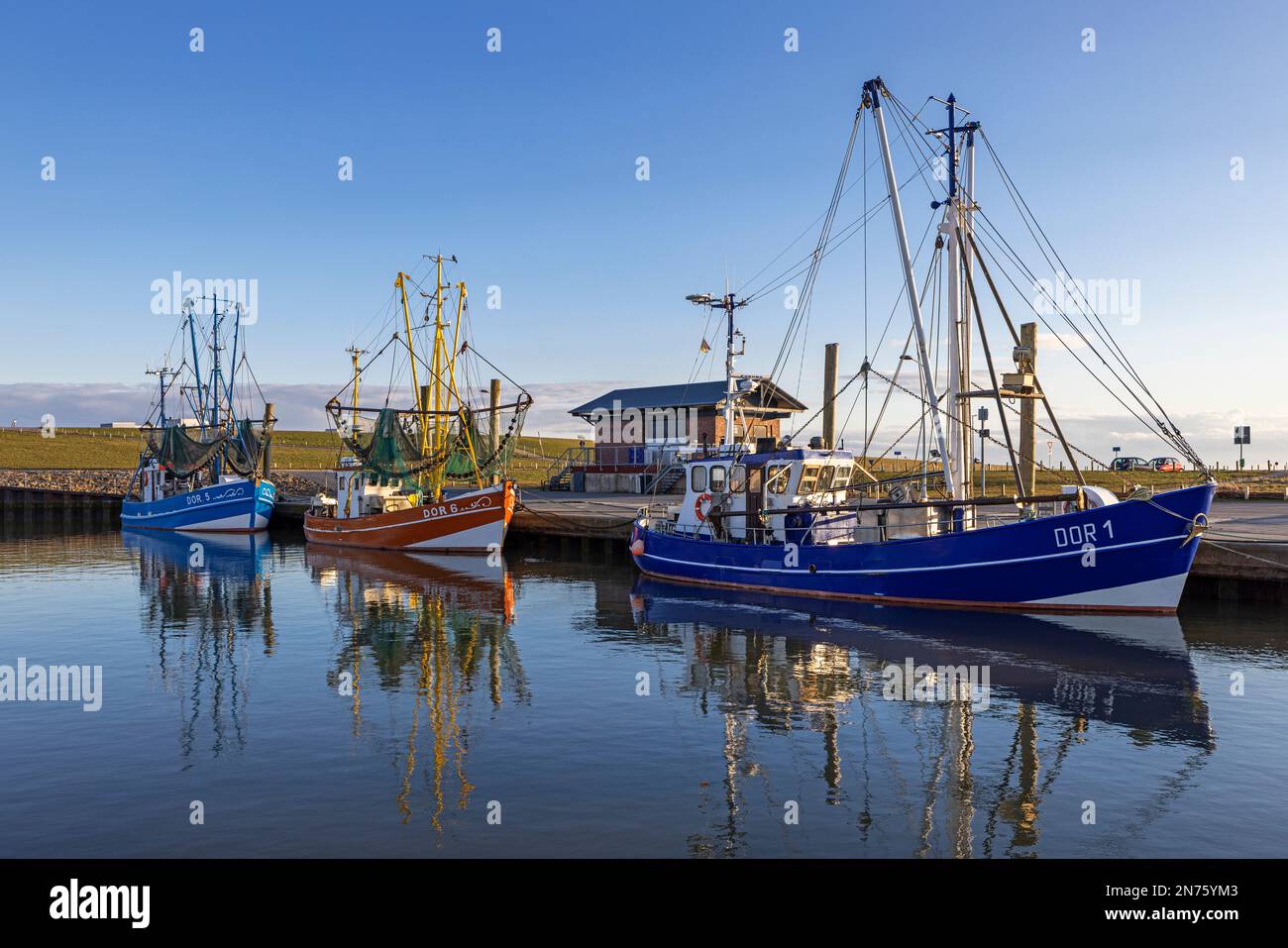 Fishing cutter in the harbor of Dorum-Neufeld, district of Cuxhaven ...