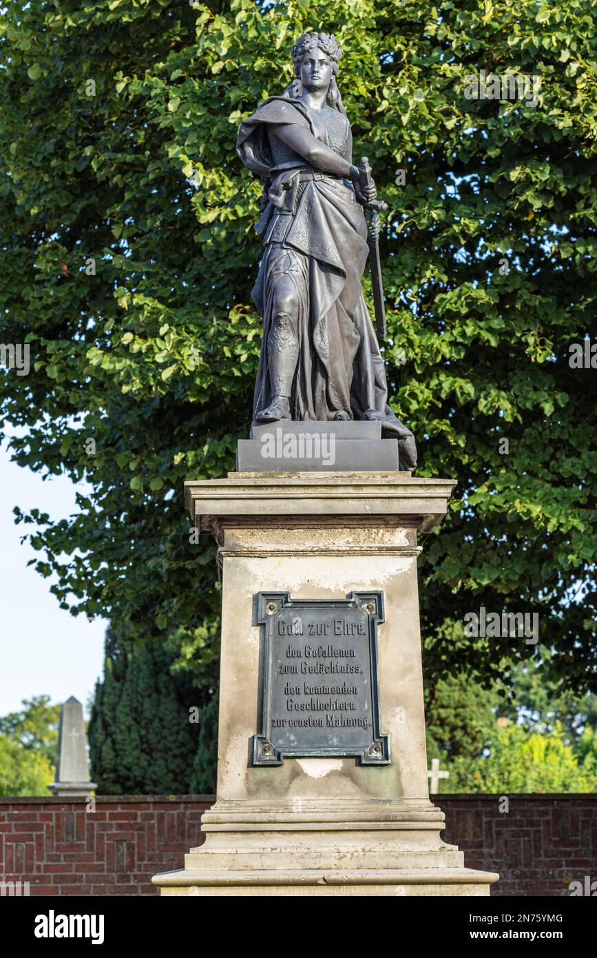 Monument, ëGermaniaë figure, war memorial by sculptor Adolf Jahn, Dorum ...