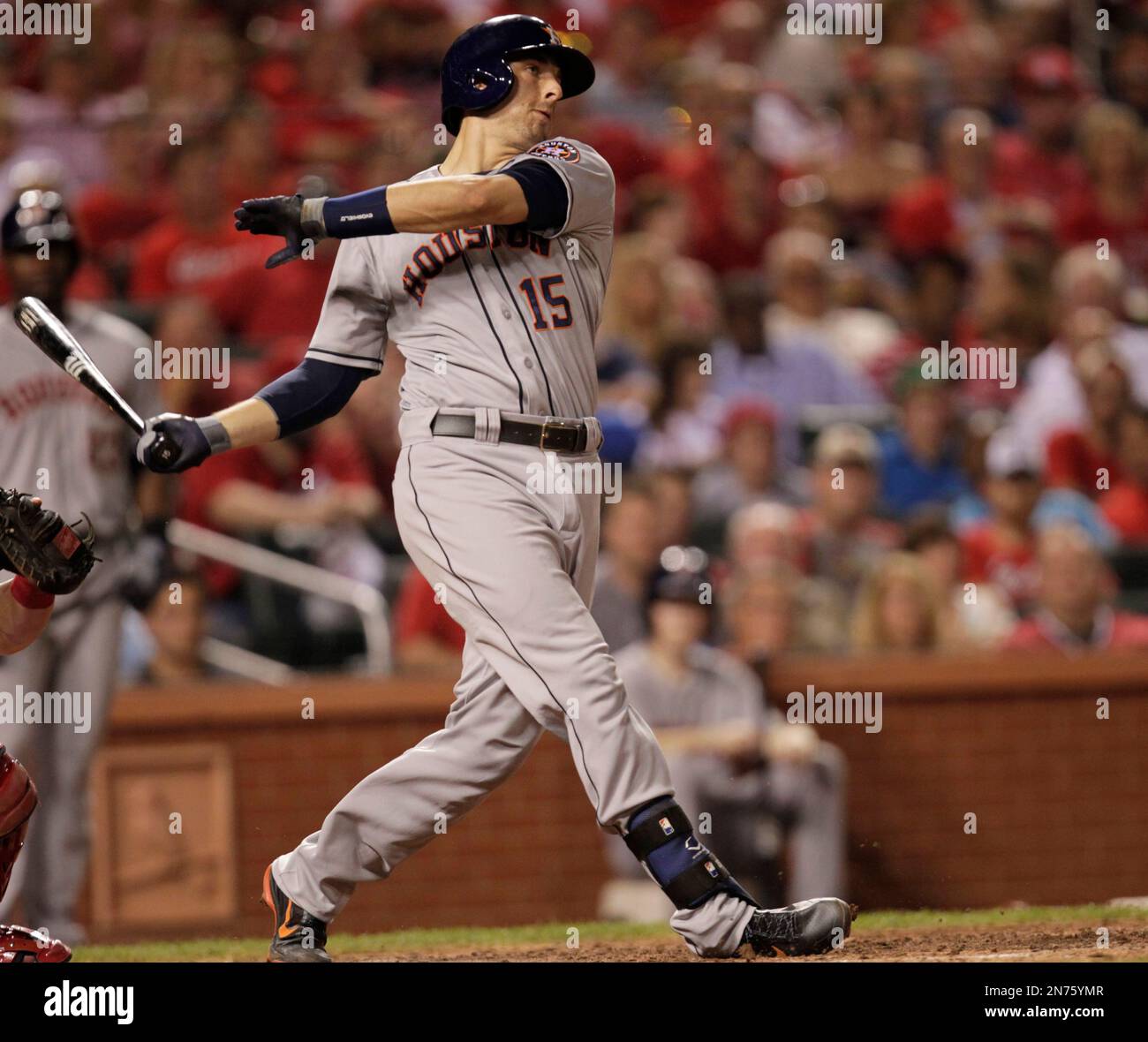 Houston Astros' Jason Castro (15) bats in a baseball game against the ...