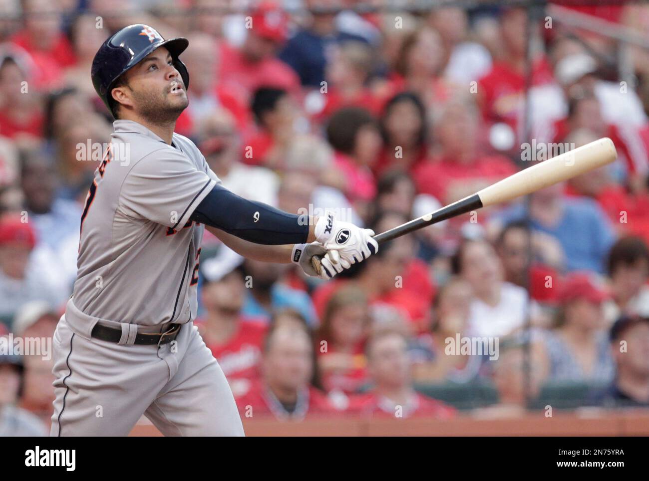 Houston Astros' Jose Altuve bats in the second inning of a baseball ...