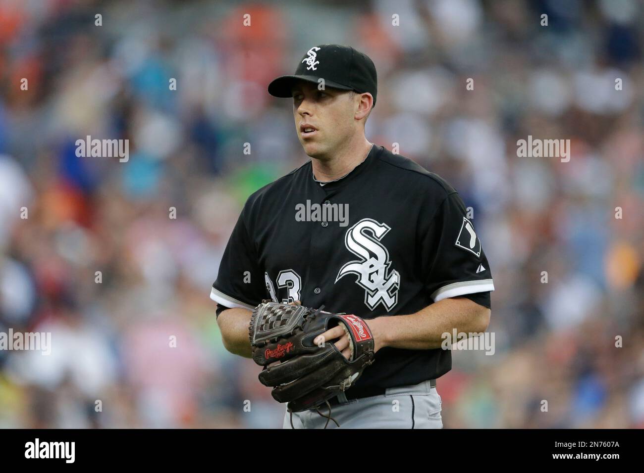 Chicago White Sox starting pitcher Dylan Axelrod walks back to the ...