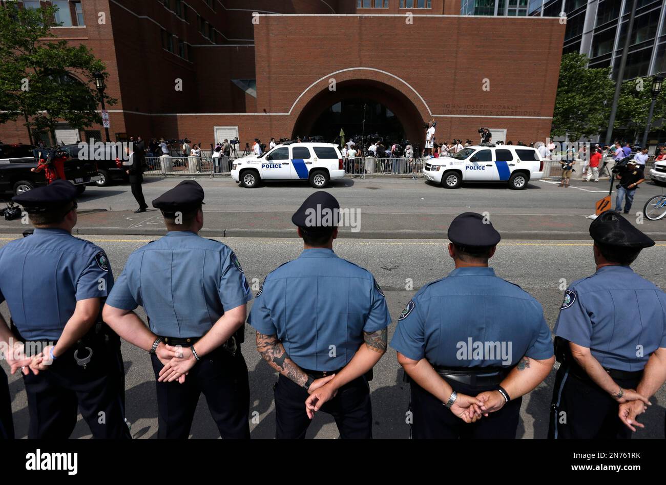 Massachusetts Institute of Technology police officers form a line in ...