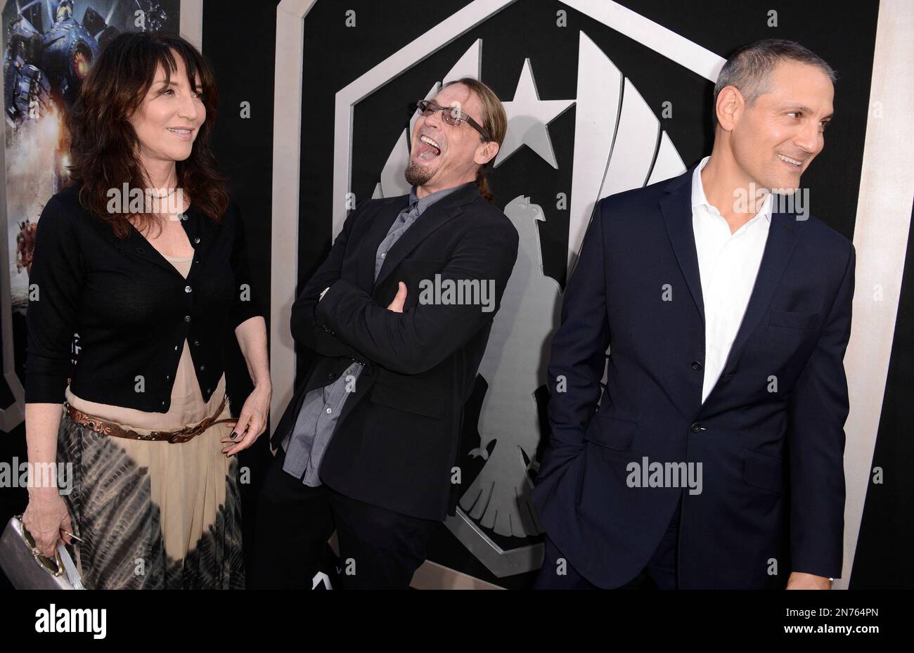 From left to right, actress Katey Sagal, Kurt Sutter, and Ari Emanuel ...