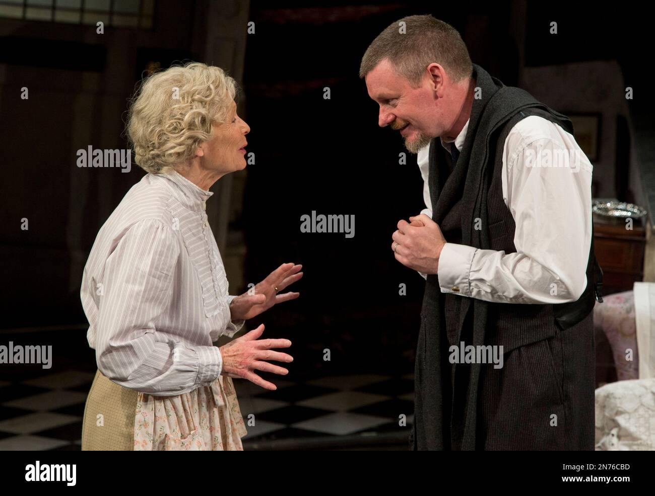 Actors, from left to right, Angela Thorne, who plays Mrs Wilberforce ...