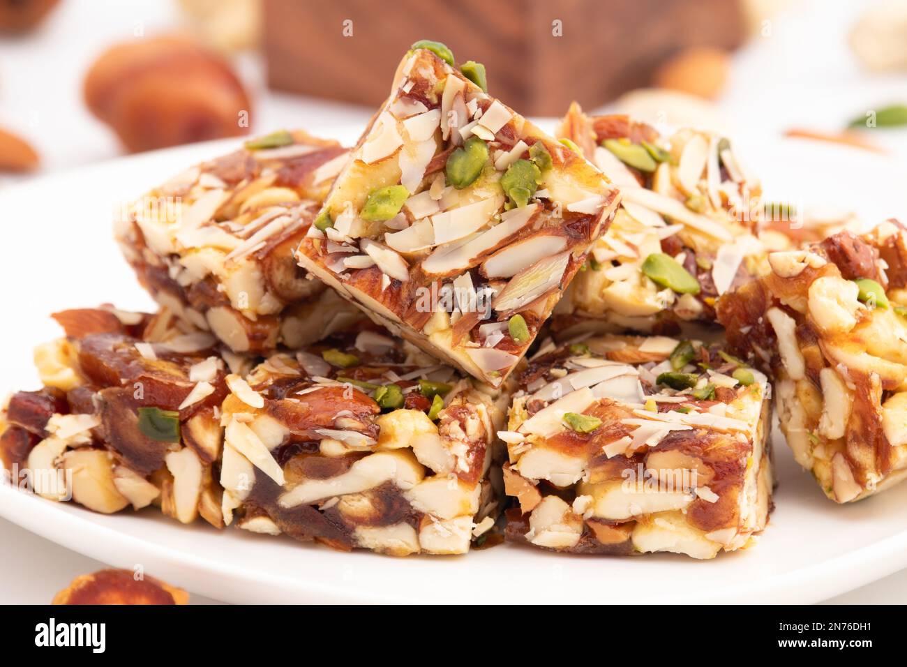 Khajur Barfi Or Khajoor Dry Fruits Burfi Made Of Dates Anjeer Kaju Cashew Nuts Raisins