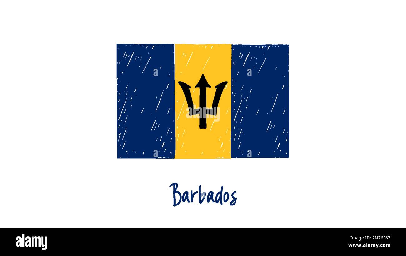 Barbados Flag Pencil Color Sketch Illustration Vector Stock Vector ...