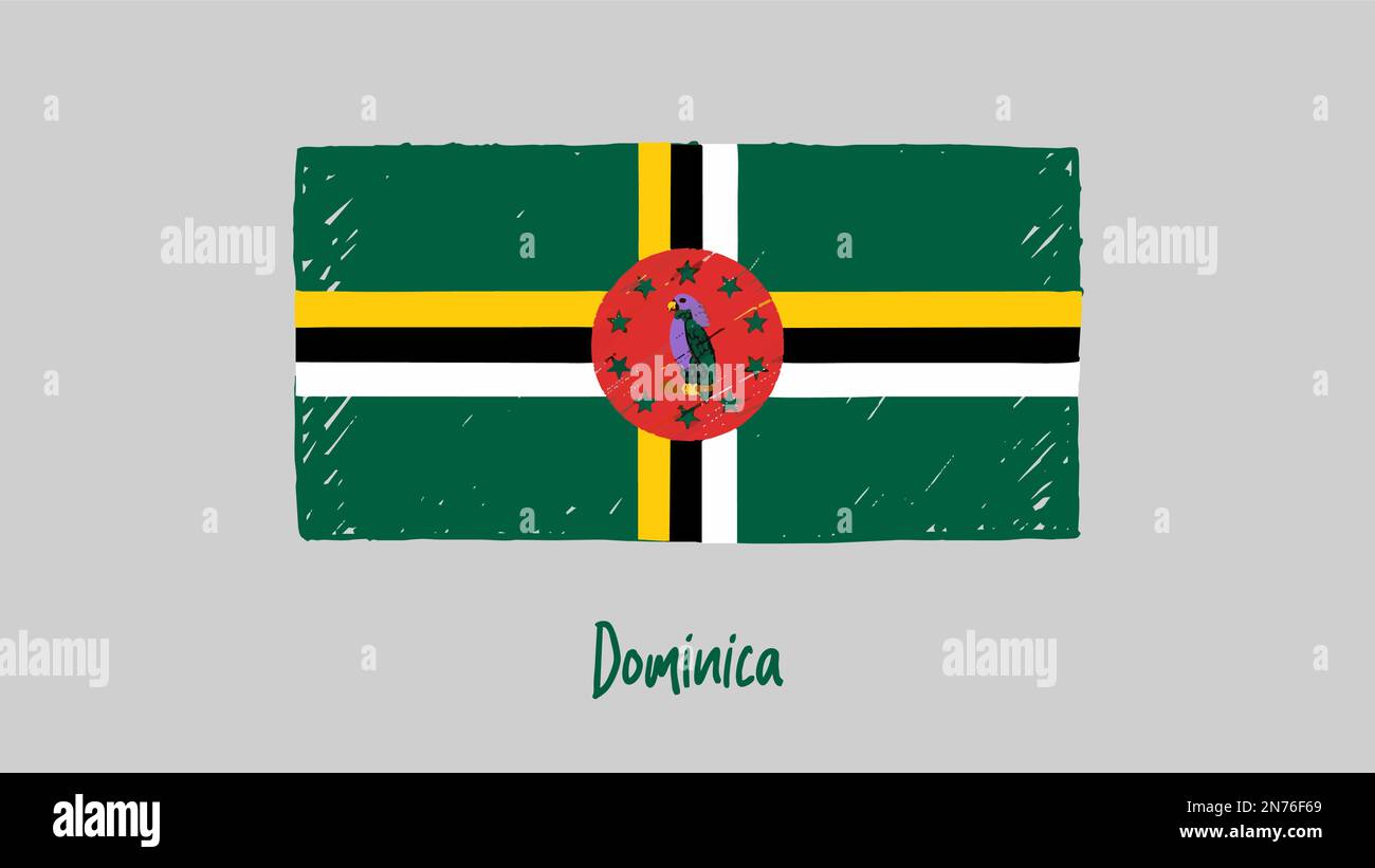 Dominica Flag Pencil Color Sketch Illustration Vector Stock Vector ...