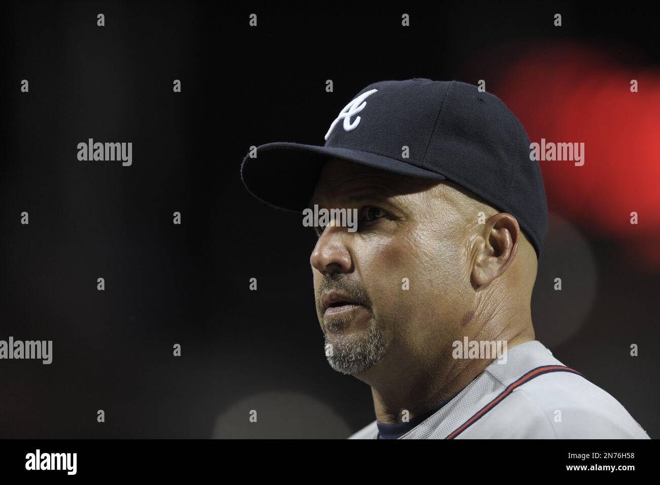 Atlanta Braves manager Fredi Gonzalez is shown during a baseball game ...