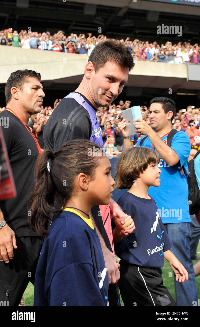Messi's Friends' Lionel Messi walks out before the Messi and Friends ...