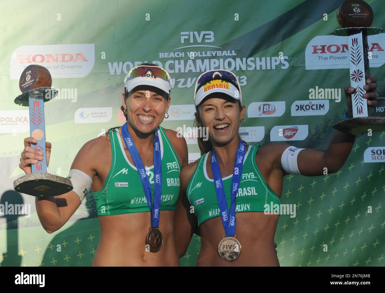 Bronze medalists Brazil's Liliane Maestrini, left, and Barbara Seixas ...
