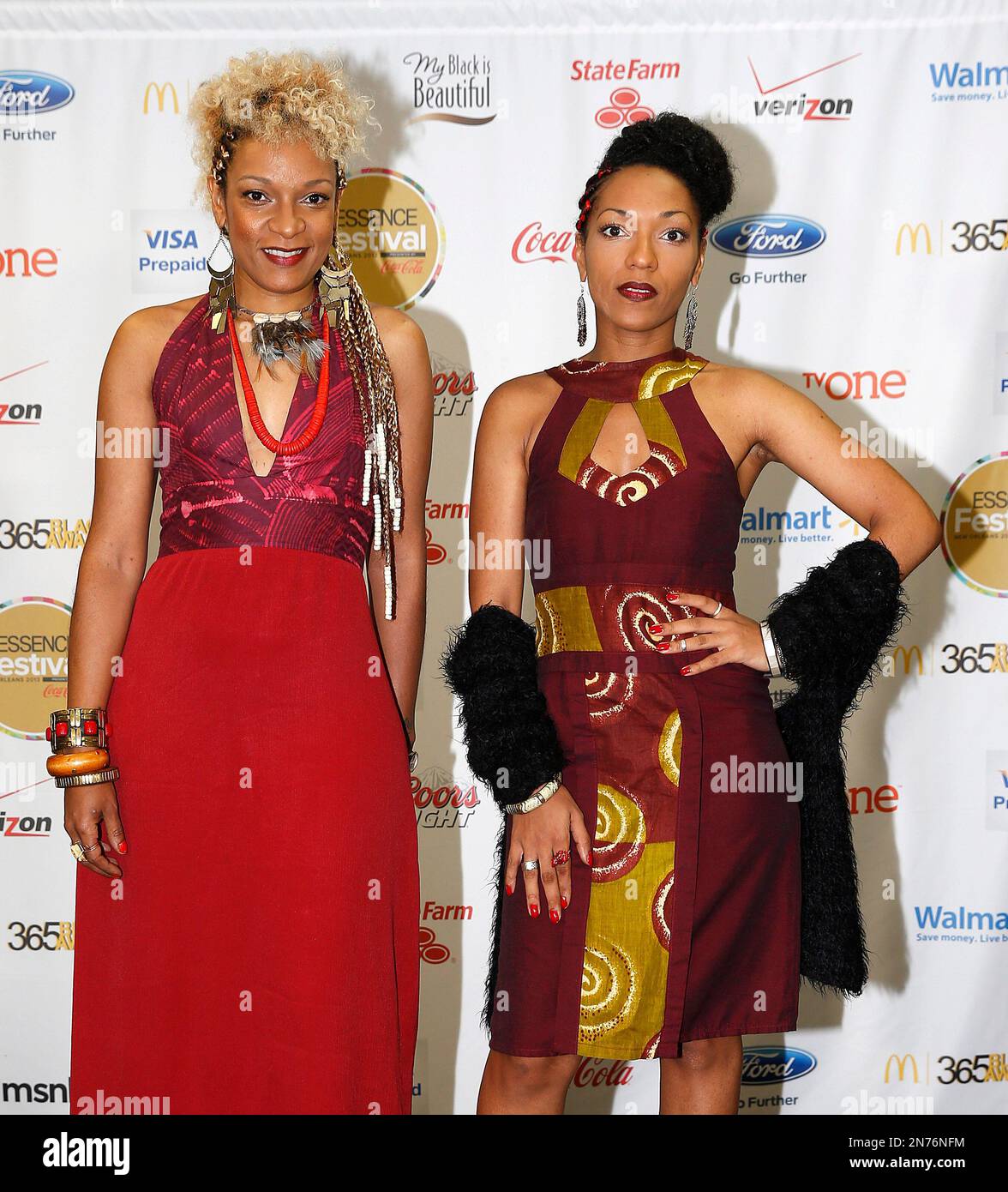 Les Nubians pose for a photo in the pressroom at the Essence Festival ...