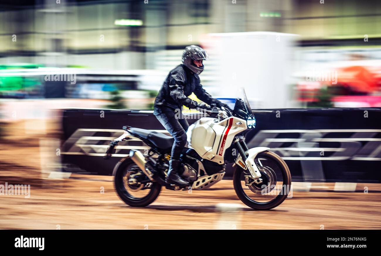 A Motorcycle Live motorbike show at Birmingham NEC 2022 with blur ...