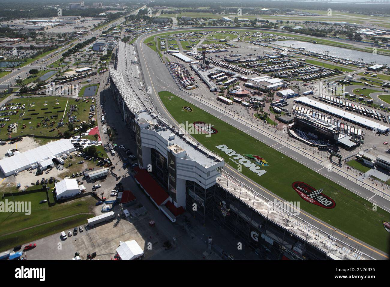 A general view of the mile long front stretch of the Daytona ...