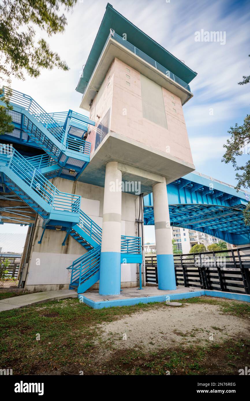 Draw bridge tower on the Miami River Florida USA Stock Photo - Alamy