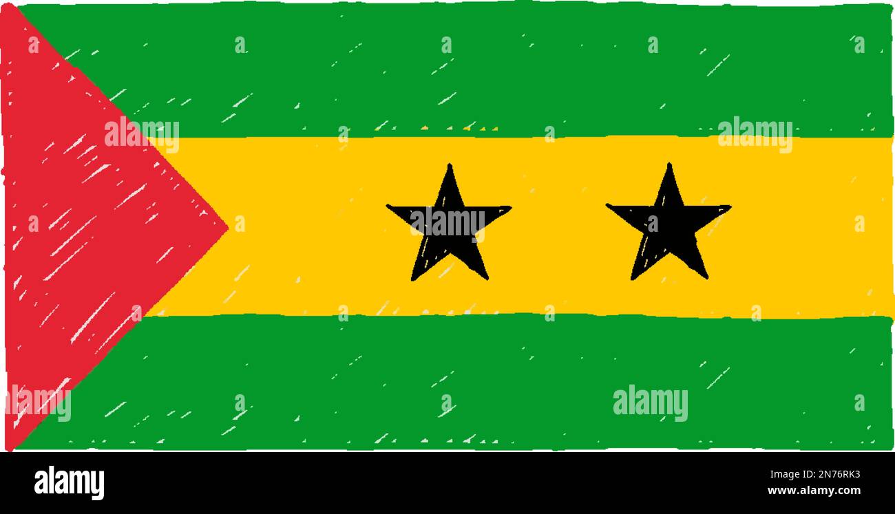 Sao Tome and Principe Flag Pencil Color Sketch Illustration Vector ...