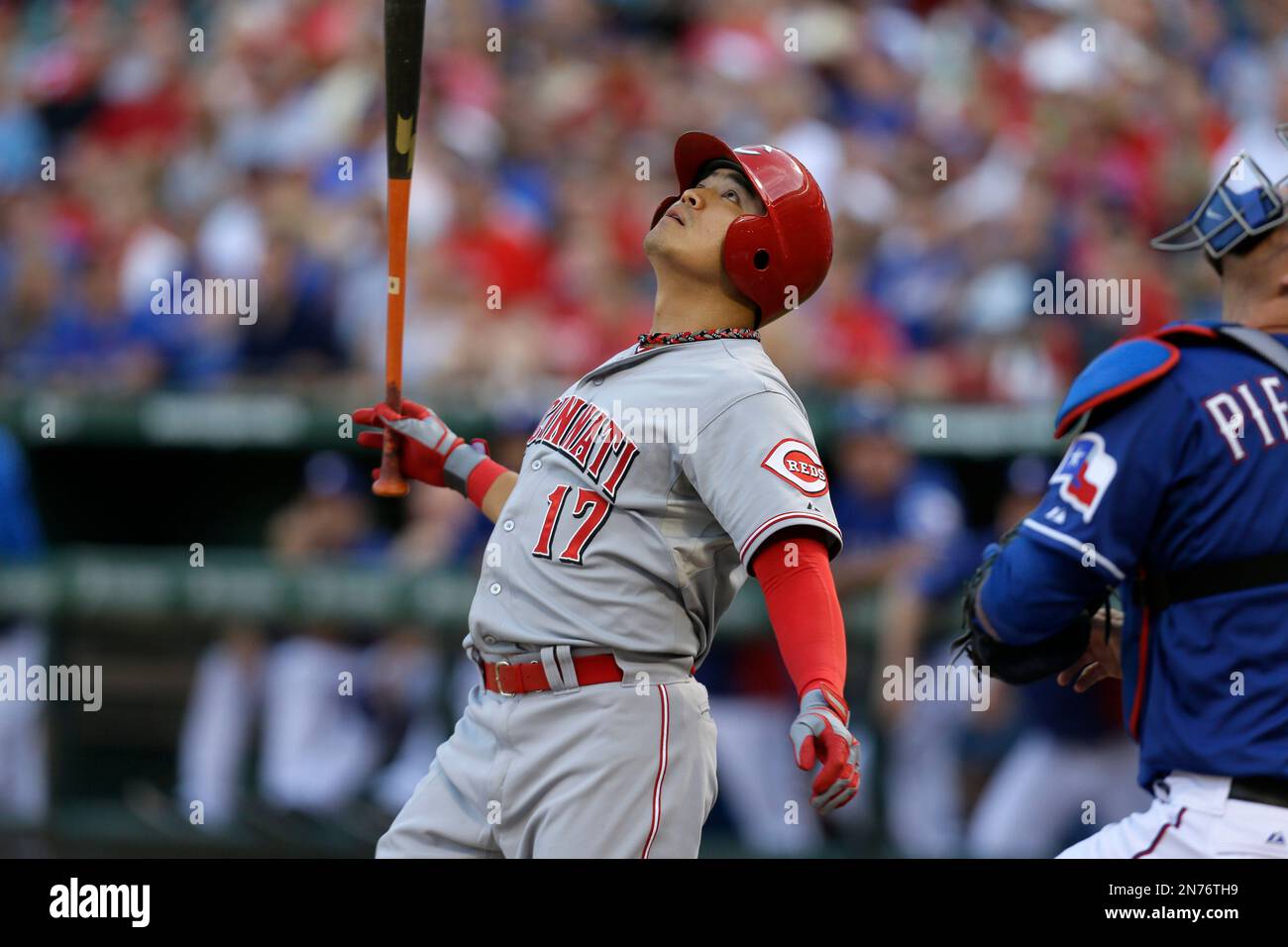 Cincinnati Reds' Shin-Soo Choo (17) of Korea and Texas Rangers' A.J ...