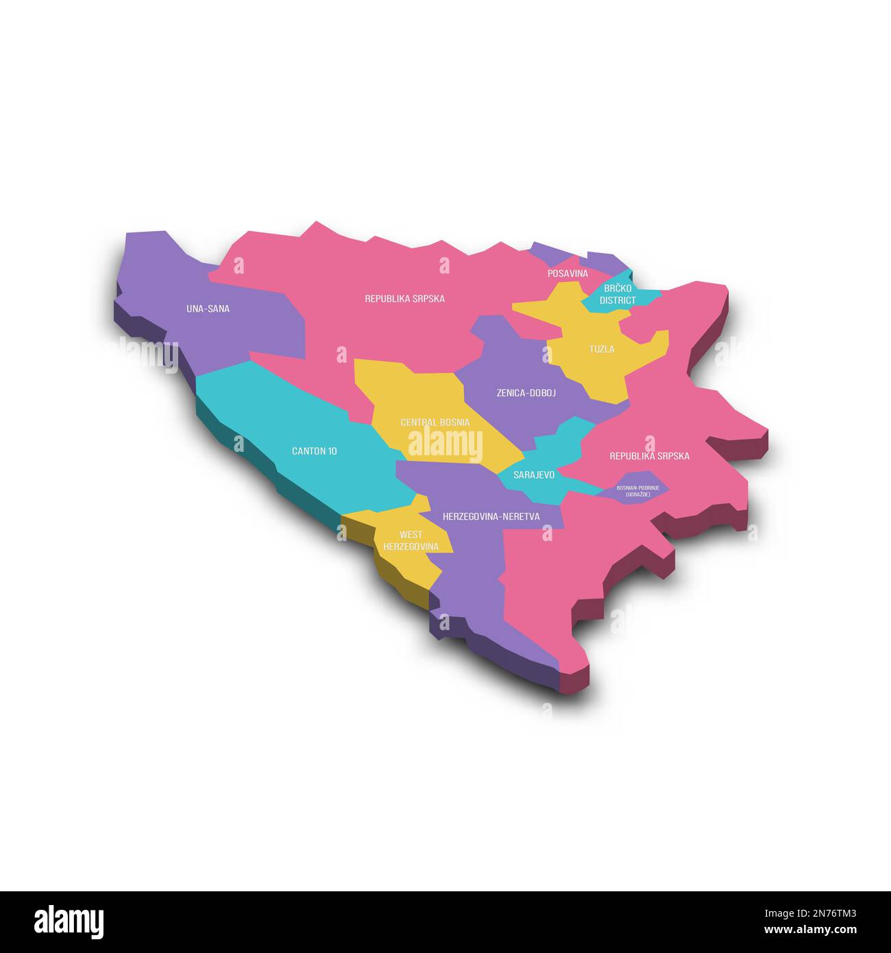 Bosnia and Herzegovina political map of administrative divisions ...